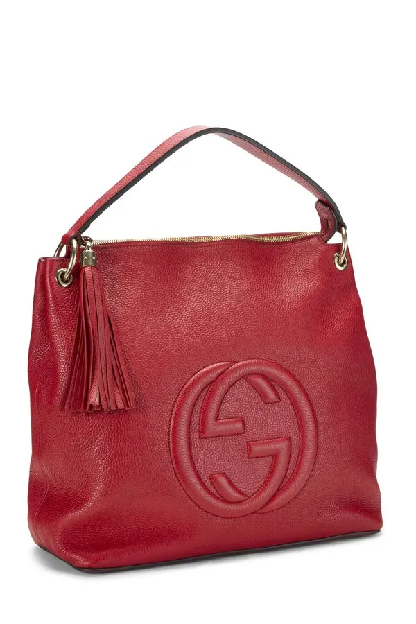 Gucci Leather Soho Convertible Hobo - Red