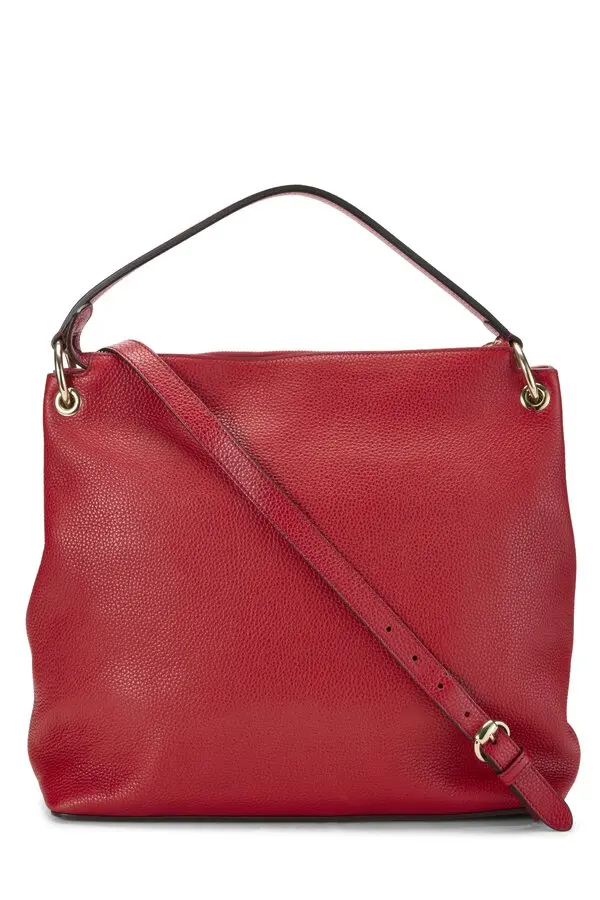 Gucci Leather Soho Convertible Hobo - Red