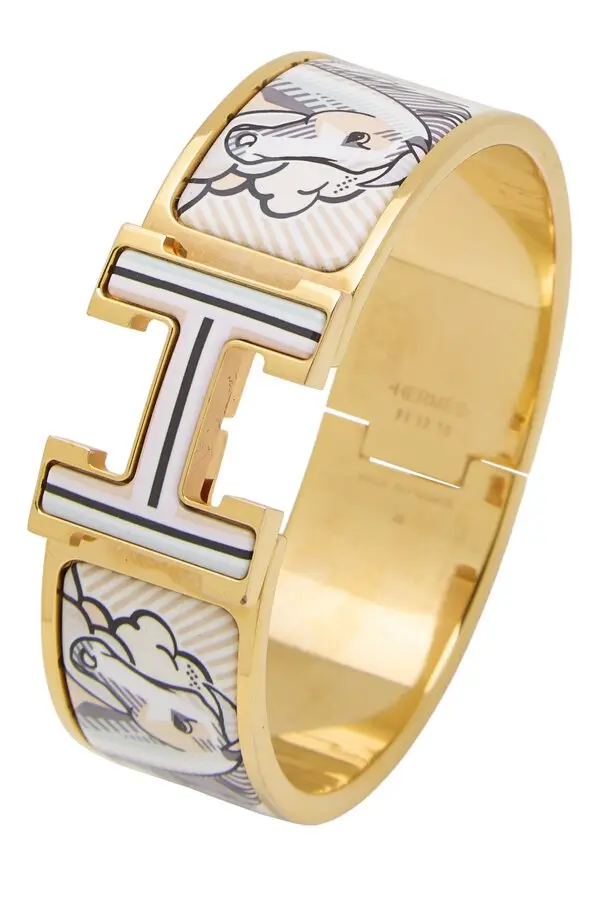Hermès Multicolor Enamel Rose Gold Clic-clac 'h' Wide Pm
