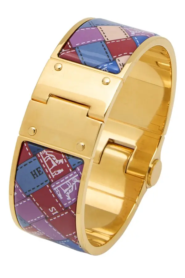 Hermès Multicolor Enamel Charniere Uni Cuff Wide