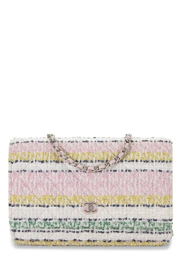 Chanel Multicolor Tweed Classic Quilted Wallet On Chain
