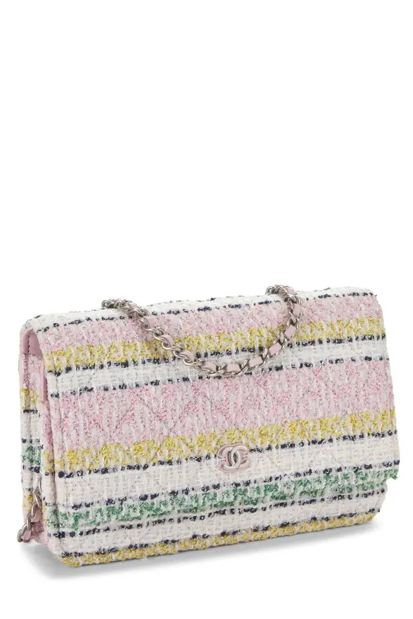 Chanel Multicolor Tweed Classic Quilted Wallet On Chain