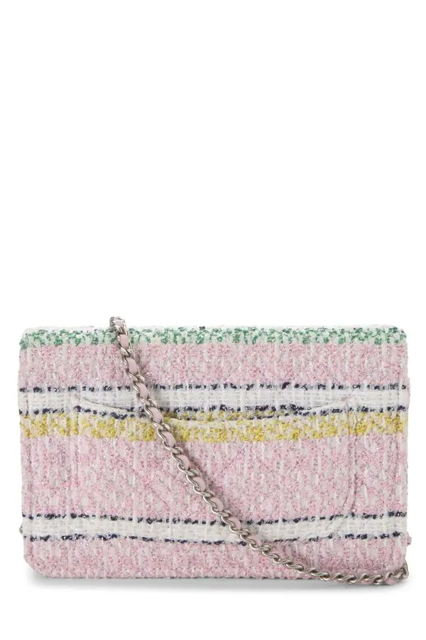 Chanel Multicolor Tweed Classic Quilted Wallet On Chain
