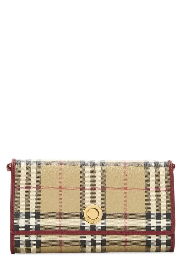 Burberry Red House Check Coated Canvas Hannah Wallet On Chain