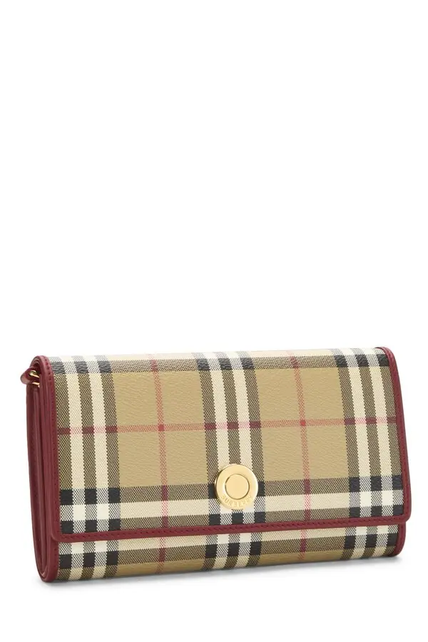 Burberry Red House Check Coated Canvas Hannah Wallet On Chain