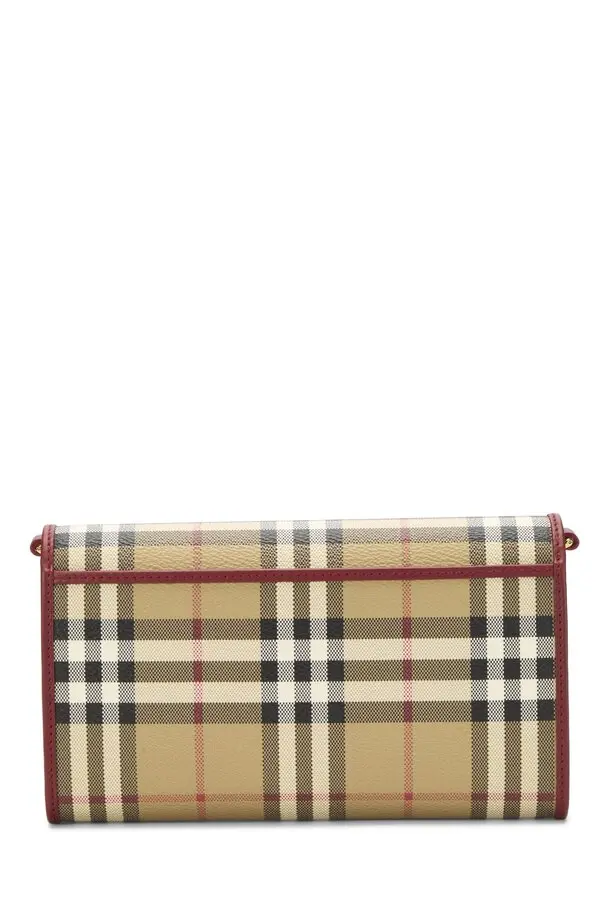 Burberry Red House Check Coated Canvas Hannah Wallet On Chain