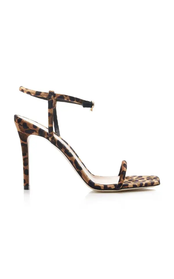 GIANVITO ROSSI Leopard Print Velvet Stiletto Sandals - Animal