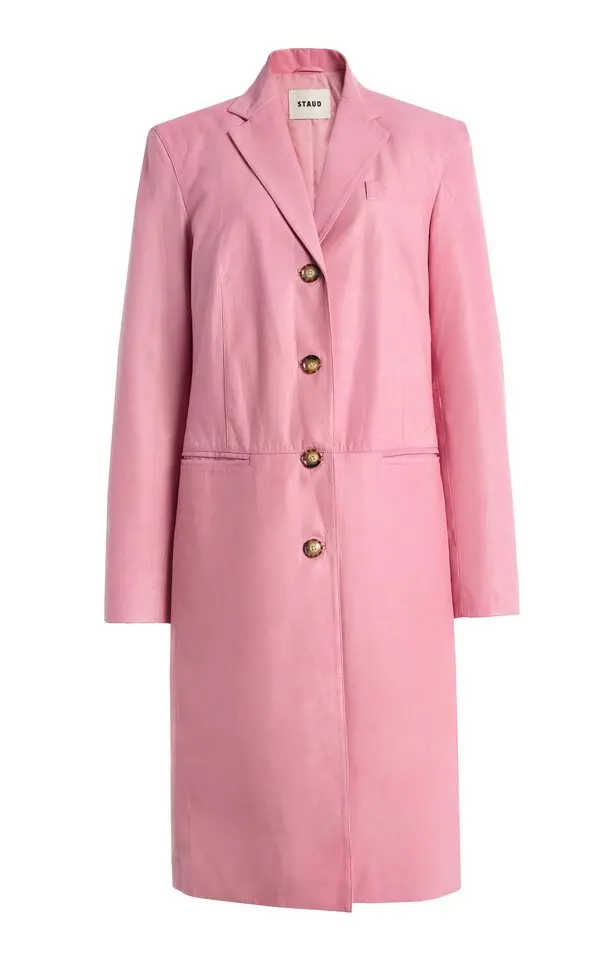 Staud Wyatt Leather Coat - Pink