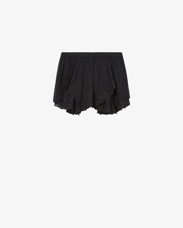 ETOILE Layale Embroidered Cotton Voile Shorts - Black