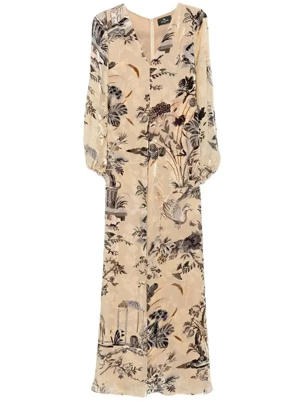 Etro Long Dress With Silk Blend Print