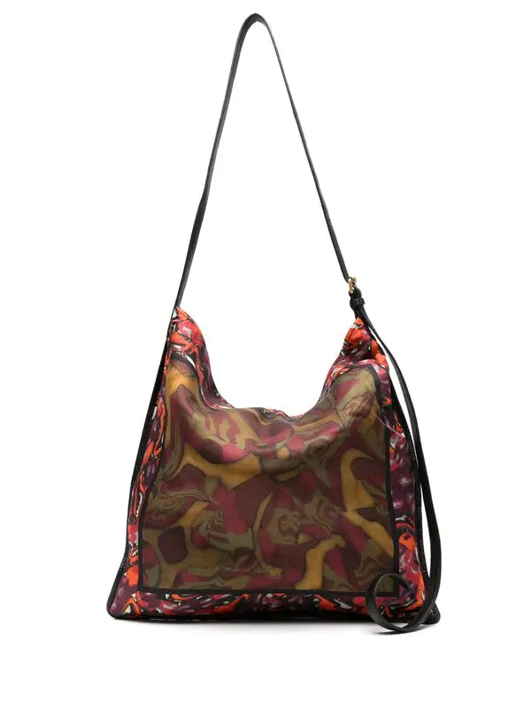 Dries Van Noten Large Shoulder Bag With Scarf Print - Brown