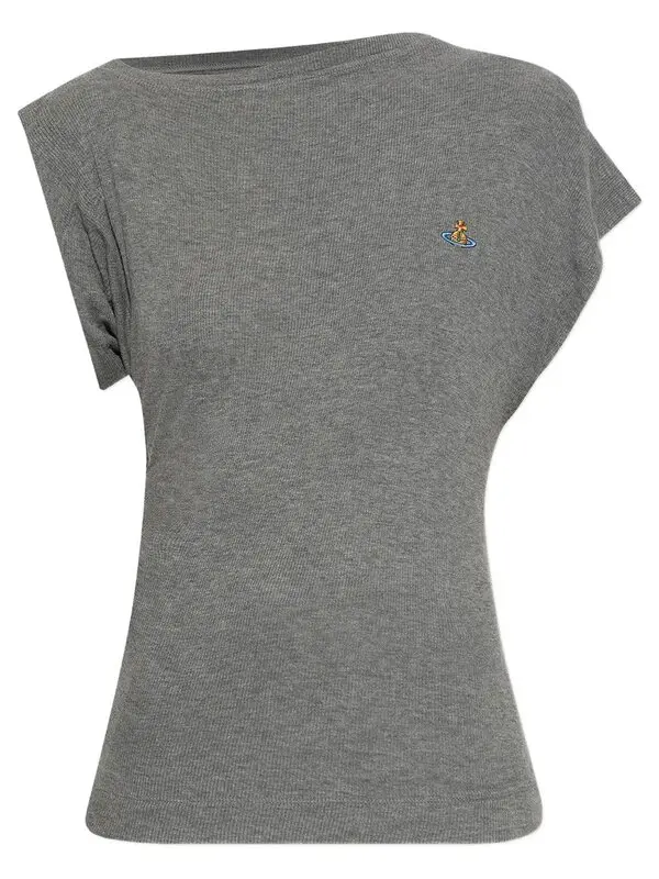 VIVIENNE WESTWOOD Ribbed Top With Orb Emblem - Grey