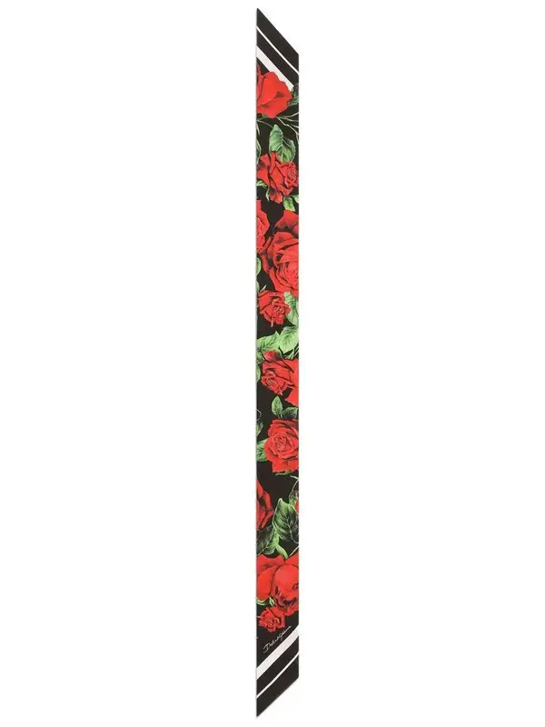 Dolce & Gabbana Silk Twill Rose Print Bandeau - Multi