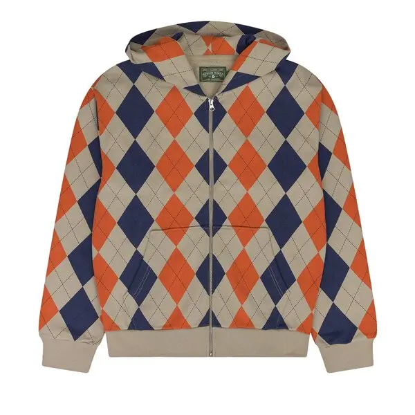 DENIM TEARS Argyle Intarsia Zip Hoodie - Tan