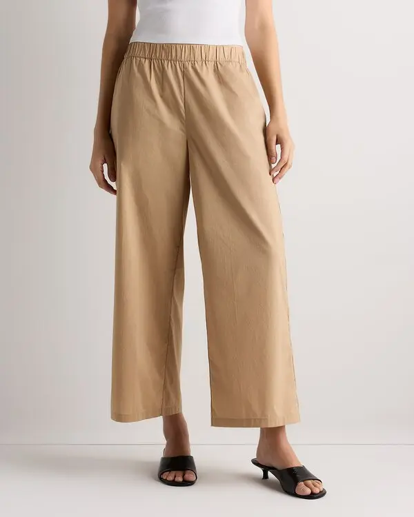 Quince 100% Organic Lightweight Poplin Wide Leg Pants - Desert Khaki