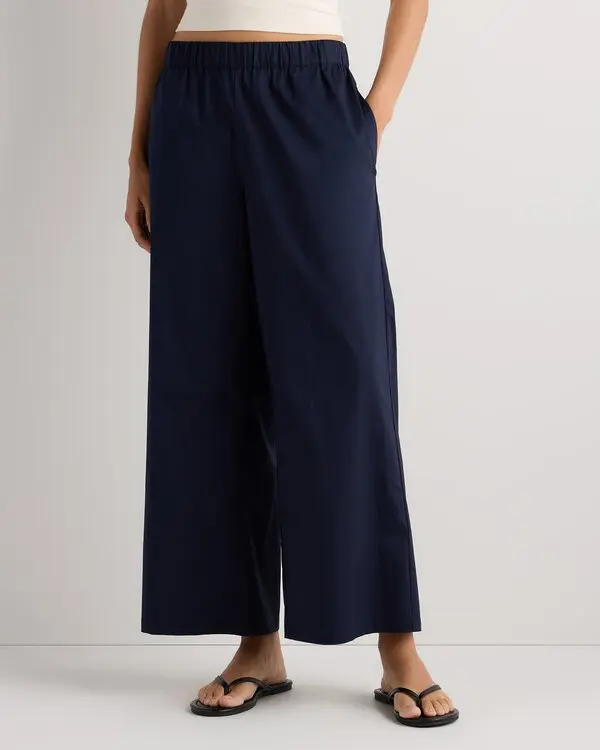 Quince 100% Organic Lightweight Poplin Wide Leg Pants - Navy