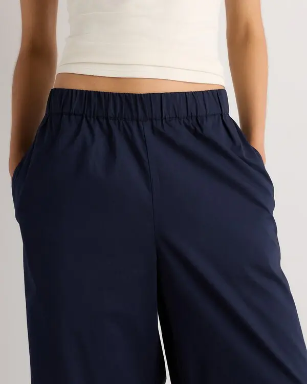 Quince 100% Organic Lightweight Poplin Wide Leg Pants - Navy