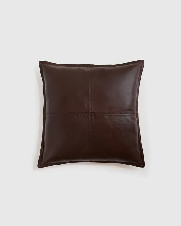 Quince Pieced Leather Pillow Cover - Chocolate