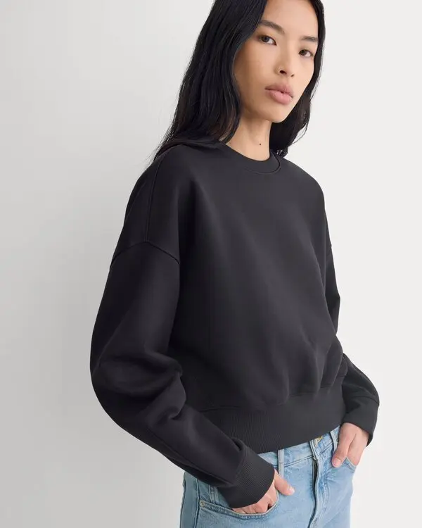 Everlane Luxe Fleece Shrunken Crew - Black
