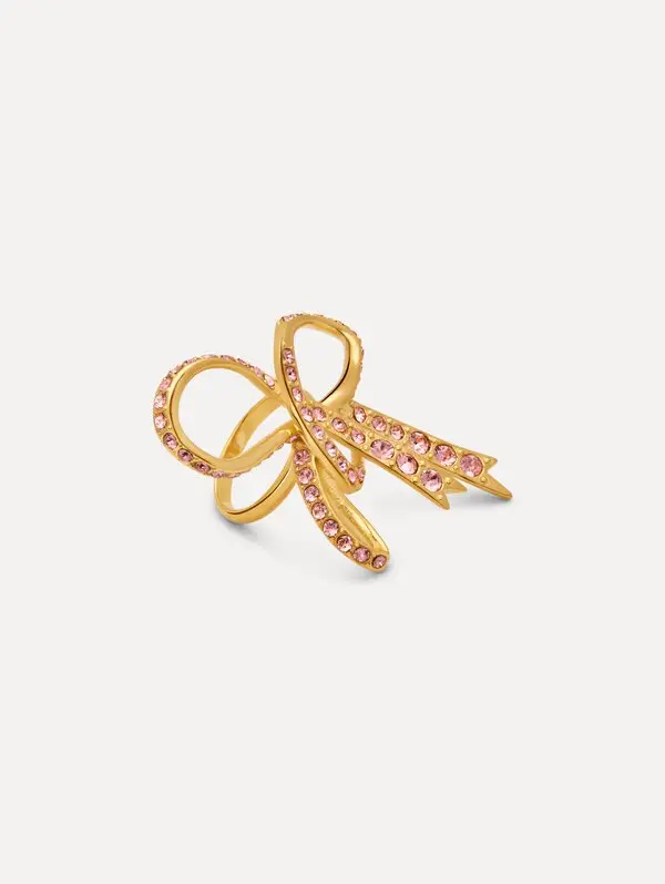 Oscar De La Renta Crystal Pavé Threaded Bow Ring