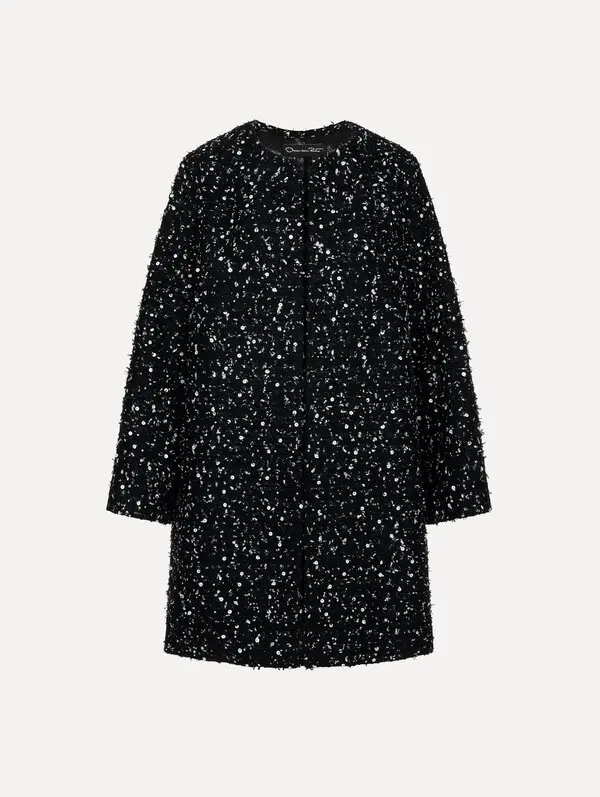 Oscar De La Renta Sequin Ribbon Tweed Coat