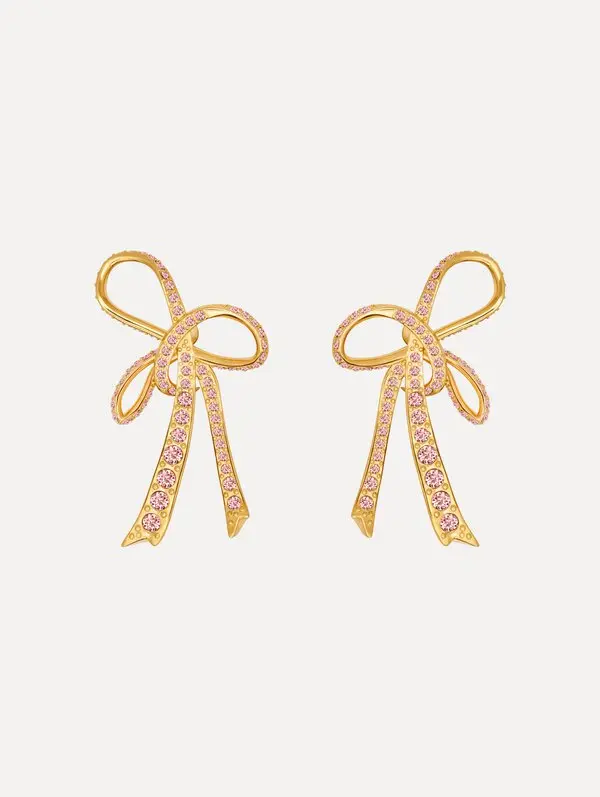 Oscar De La Renta Crystal Pavé Threaded Bow Clip-on Earrings - One-color