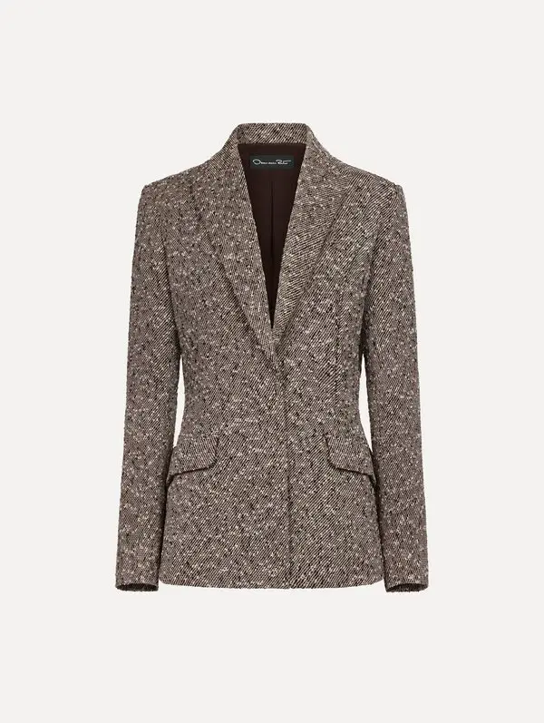 Oscar De La Renta Slub Wool Tweed Blazer