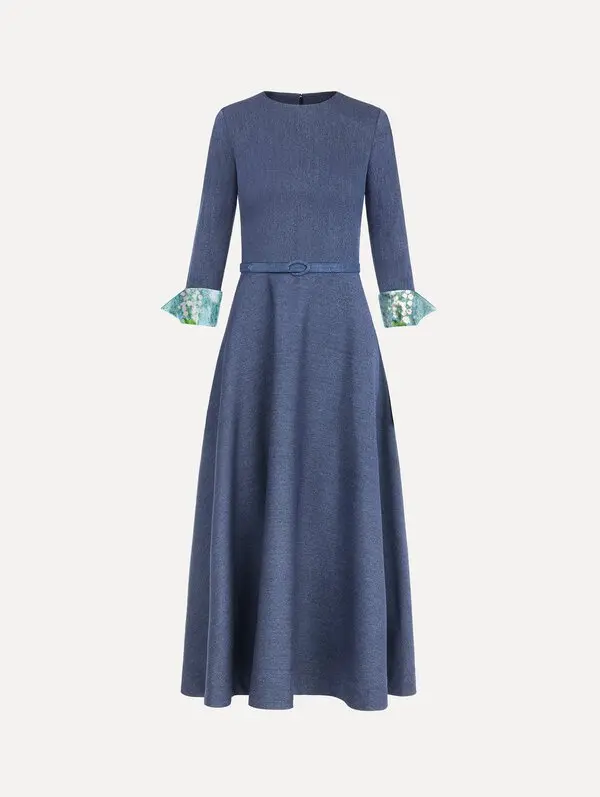 Oscar De La Renta Peony Cuff Wool Dress