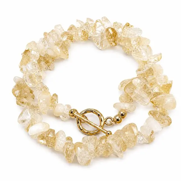 ORIGIN OF HEARTS Natural Citrine Double-strand Gemstone Bracelet - Gold