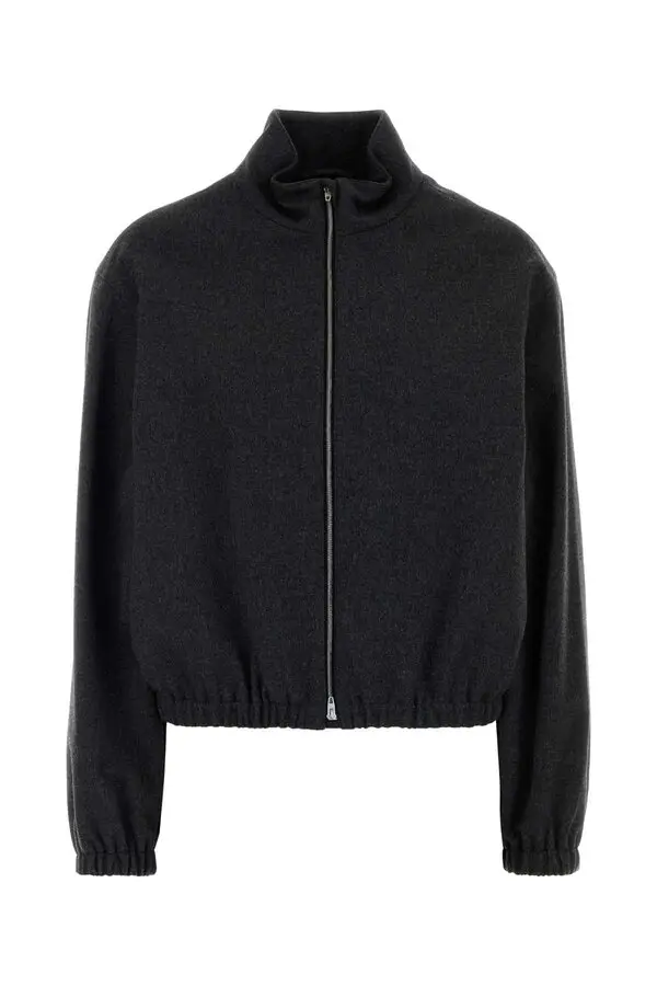 JIL SANDER Wool Jacket With Leather Collar - Grey