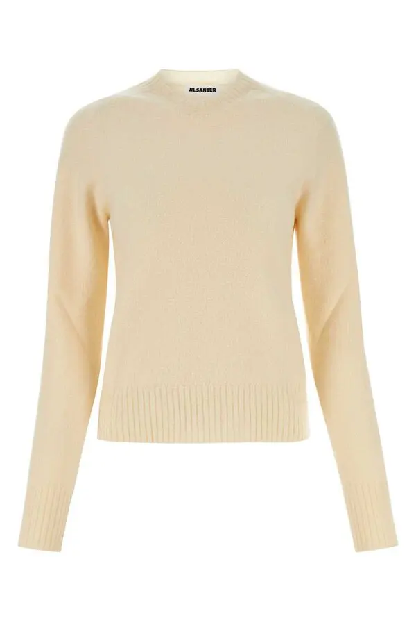 JIL SANDER 100% Wool Knit Sweater - White