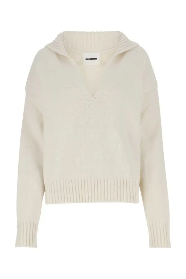 JIL SANDER Oversize Cashmere Blend Sweater - White