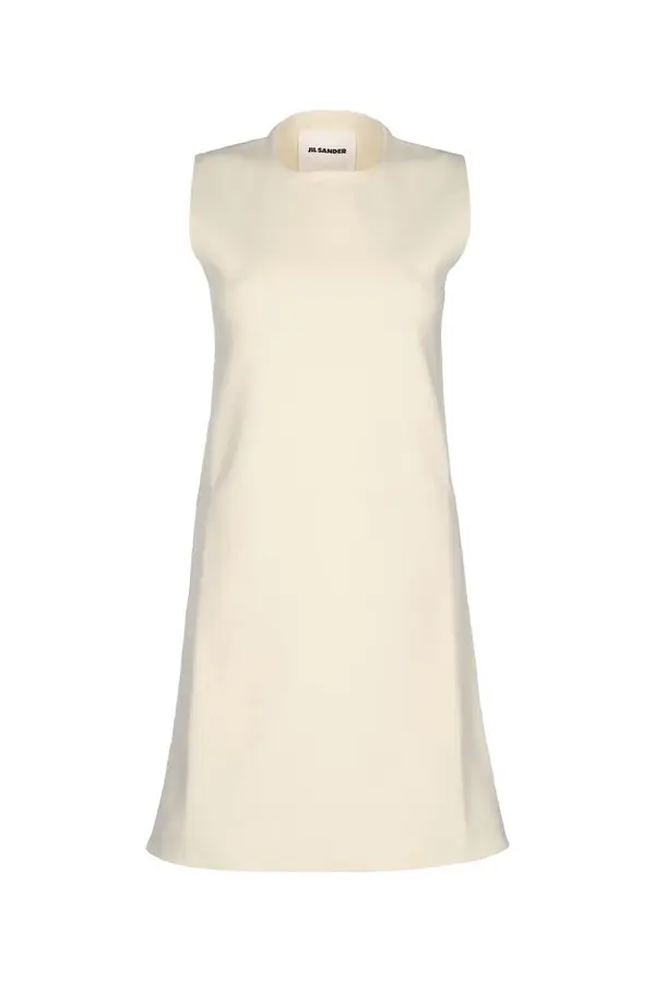 JIL SANDER Sleeveless High Neck Draped Gown