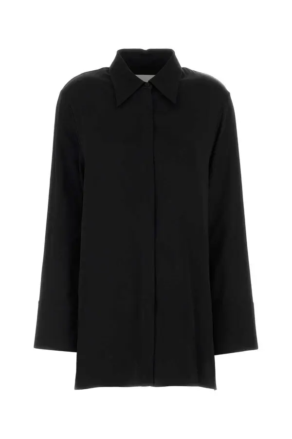 JIL SANDER Oversize Satin Shirt - Black