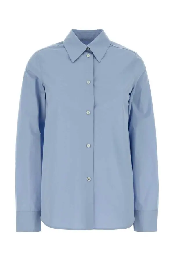 JIL SANDER Cotton Poplin Button-up Shirt - Light Blue