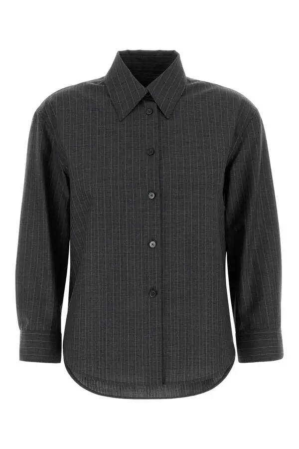 JIL SANDER Embroidered Virgin Wool Striped Shirt For