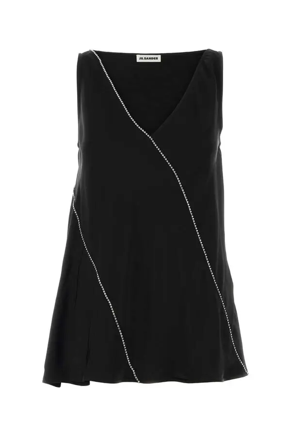 JIL SANDER Embellished Viscose V-neck Top