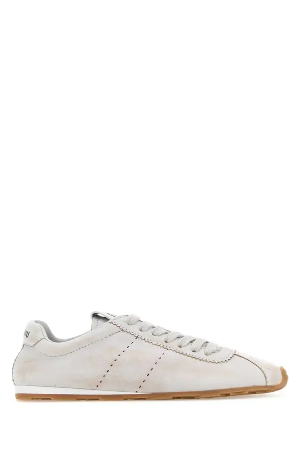 Miu Miu Nappa Leather Low Top Sneakers - White