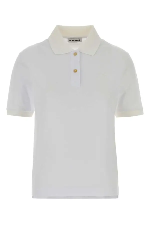 JIL SANDER Cotton Piquet Polo Shirt - White