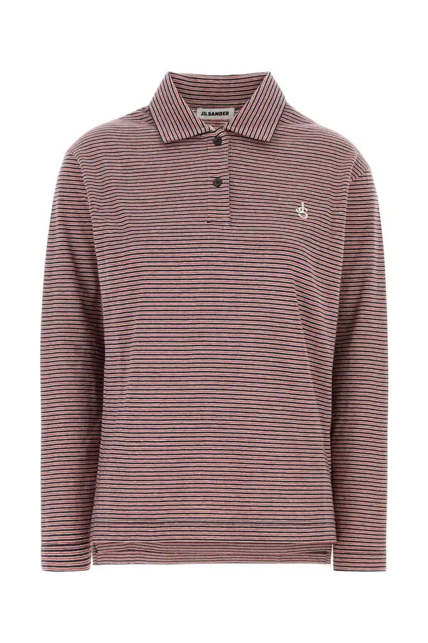 JIL SANDER Striped Cotton Oversized Polo Shirt - Stripped