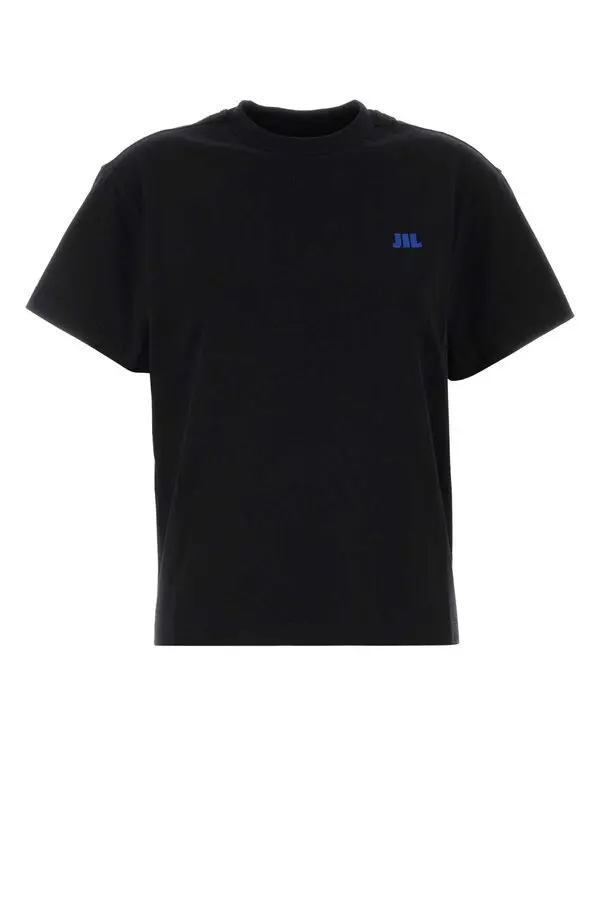JIL SANDER Cotton T-shirt With Logo Detail - Black