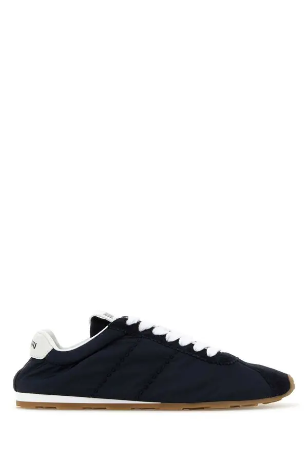 Miu Miu Fabric And Suede Lace-up Sneakers - Blue