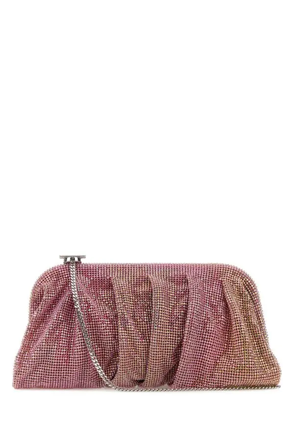 Benedetta Bruzziches Embellished Fabric Clutch With Shoulder Strap