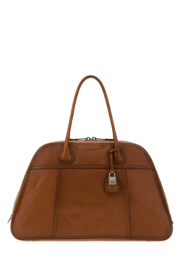 Miu Miu Vivant Leather Shopping Handbag - Camel