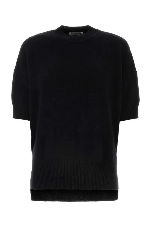 JIL SANDER 100% Cashmere Knit Sweater - Black