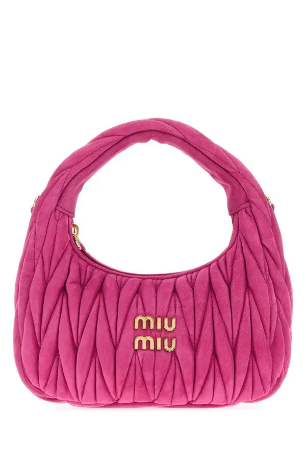 Miu Miu Suede Handbag With Golden Hardware - Pink