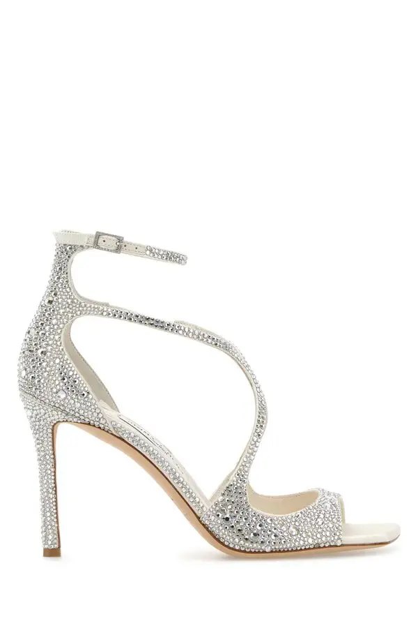 JIMMY CHOO Azia 95 Satin Embellished Sandals With 9.5 Cm Heel