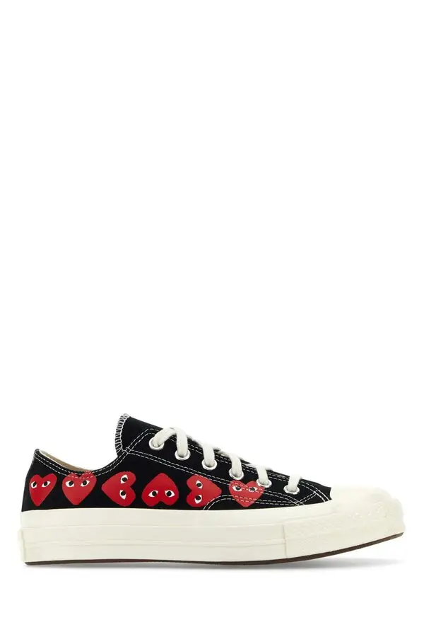 Play Comme Des Garcon Canvas Low-top Sneakers With Heart Appliqu