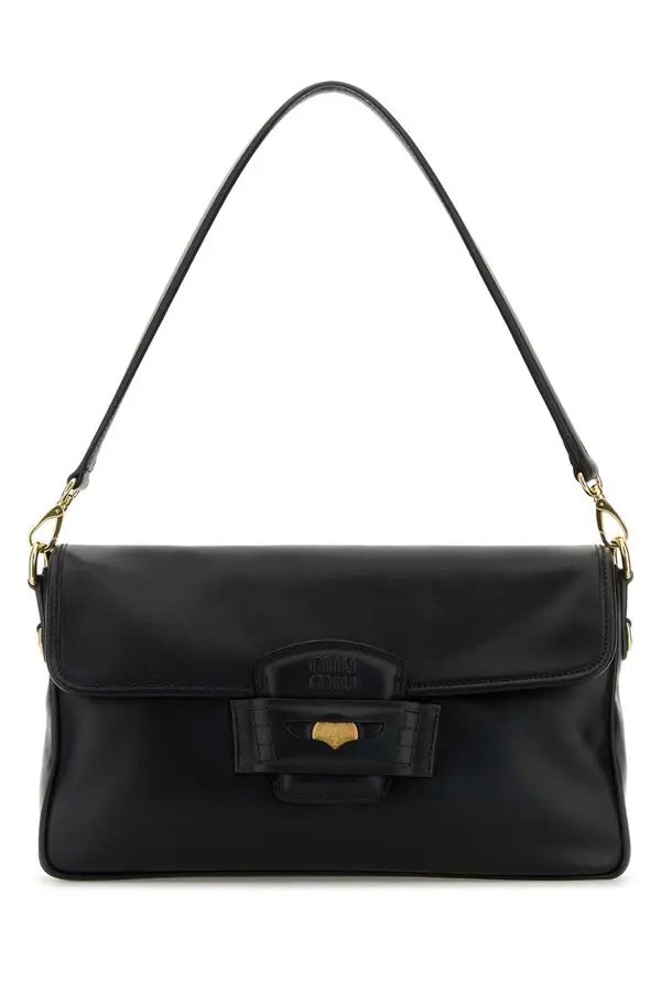 Miu Miu Mini Penny Leather Shoulder Handbag - Black
