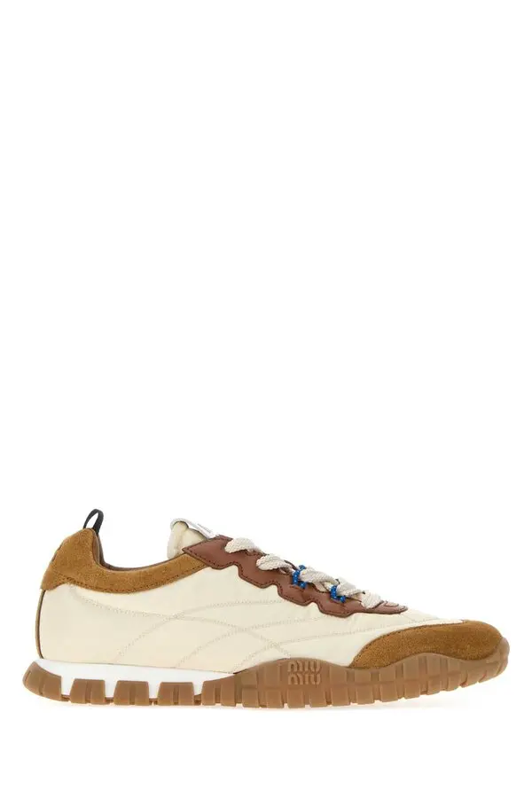 Miu Miu Re-nylon And Suede Low-top Sneakers - White